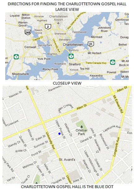 Final map to Hall – Charlottetown Gospel Hall
